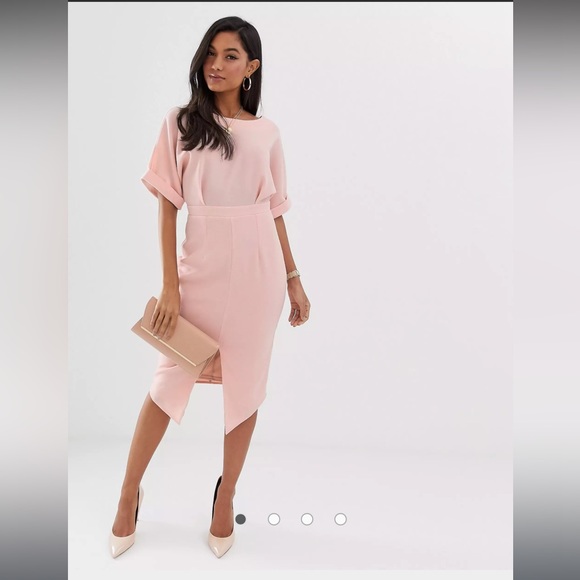 ASOS | Dresses | Asos Design Wiggle Midi Dress In Blush | Poshmark